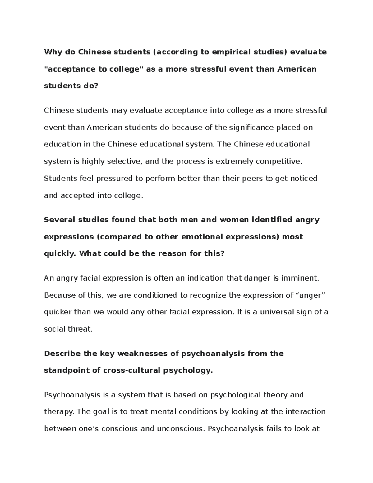 5-2 Assignment Critical Thinking Questions - Why do Chinese students ...