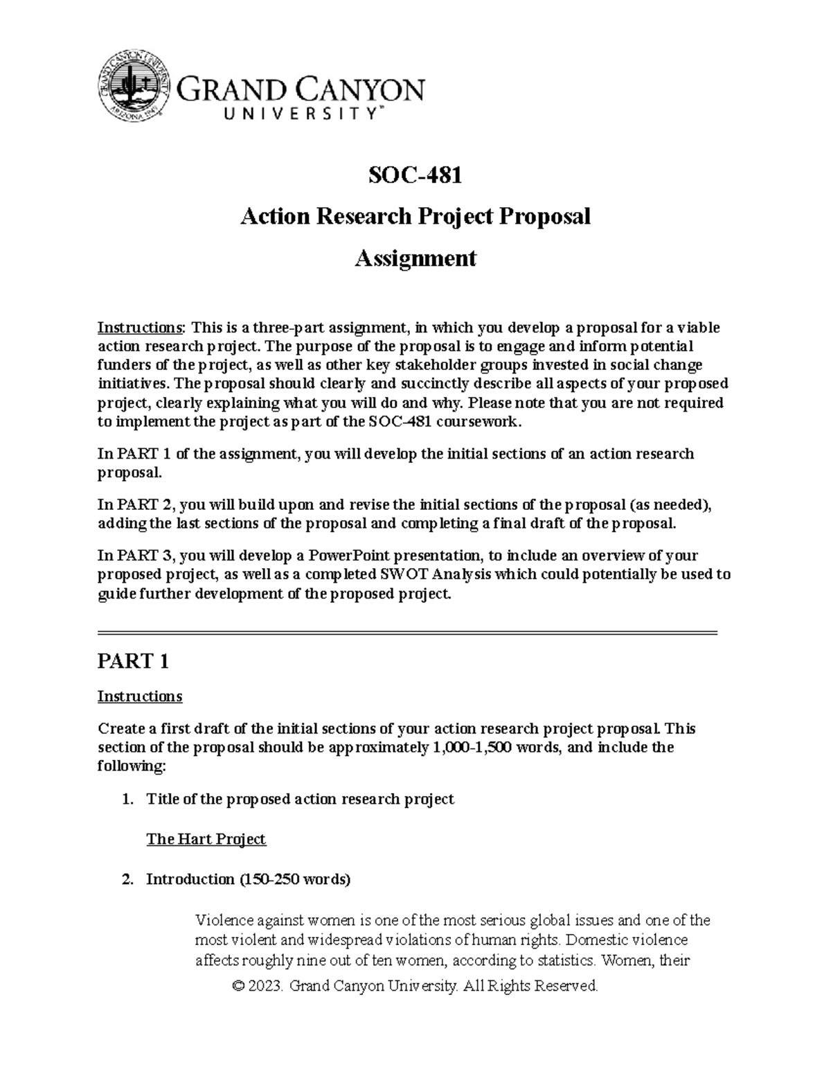 SOC-481.Action Research Proposal Part 1 (4) half done - SOC- Action ...