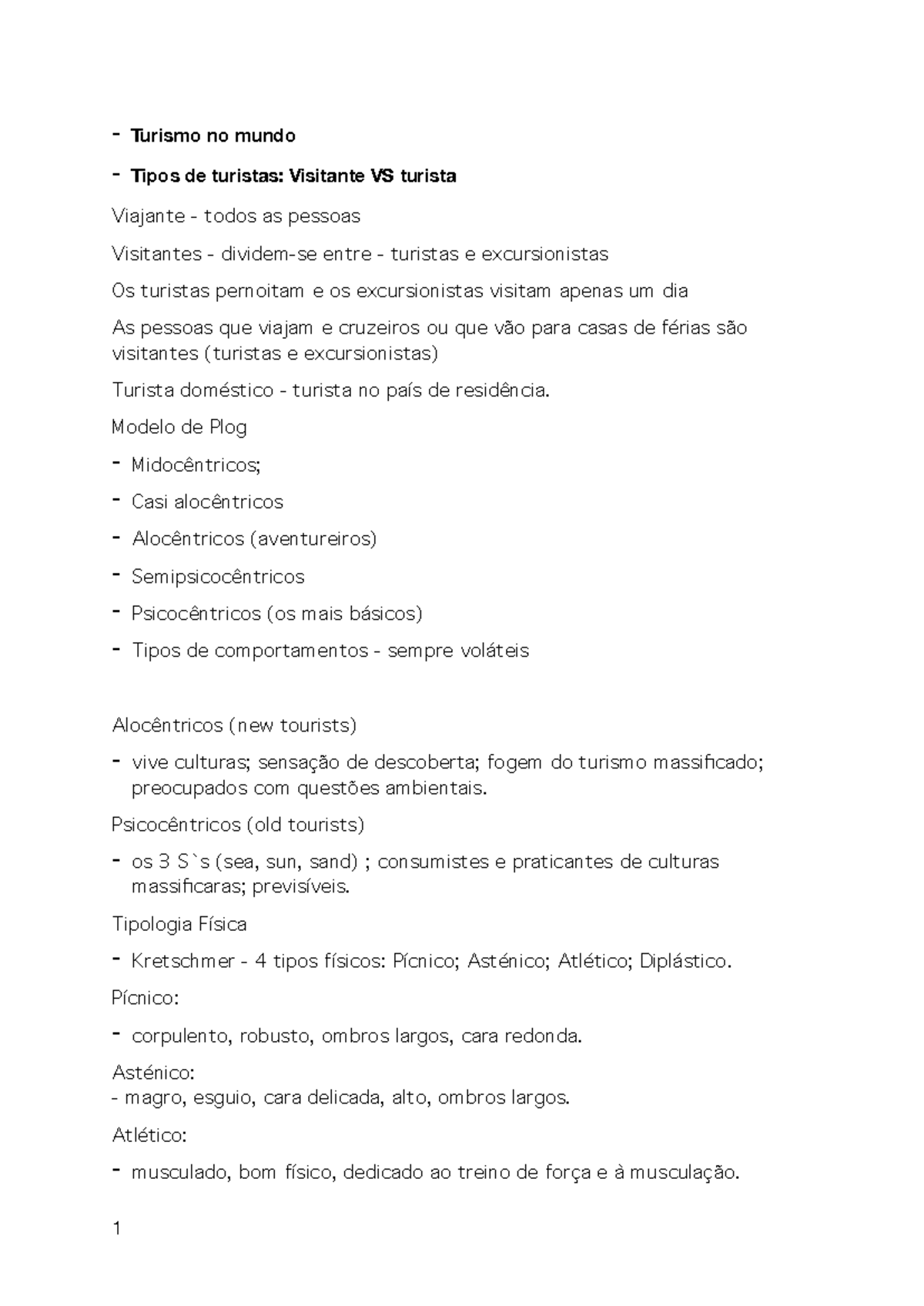 Turismo - Modelo de Plog - Midocêntricos; - Casi alocêntricos ...