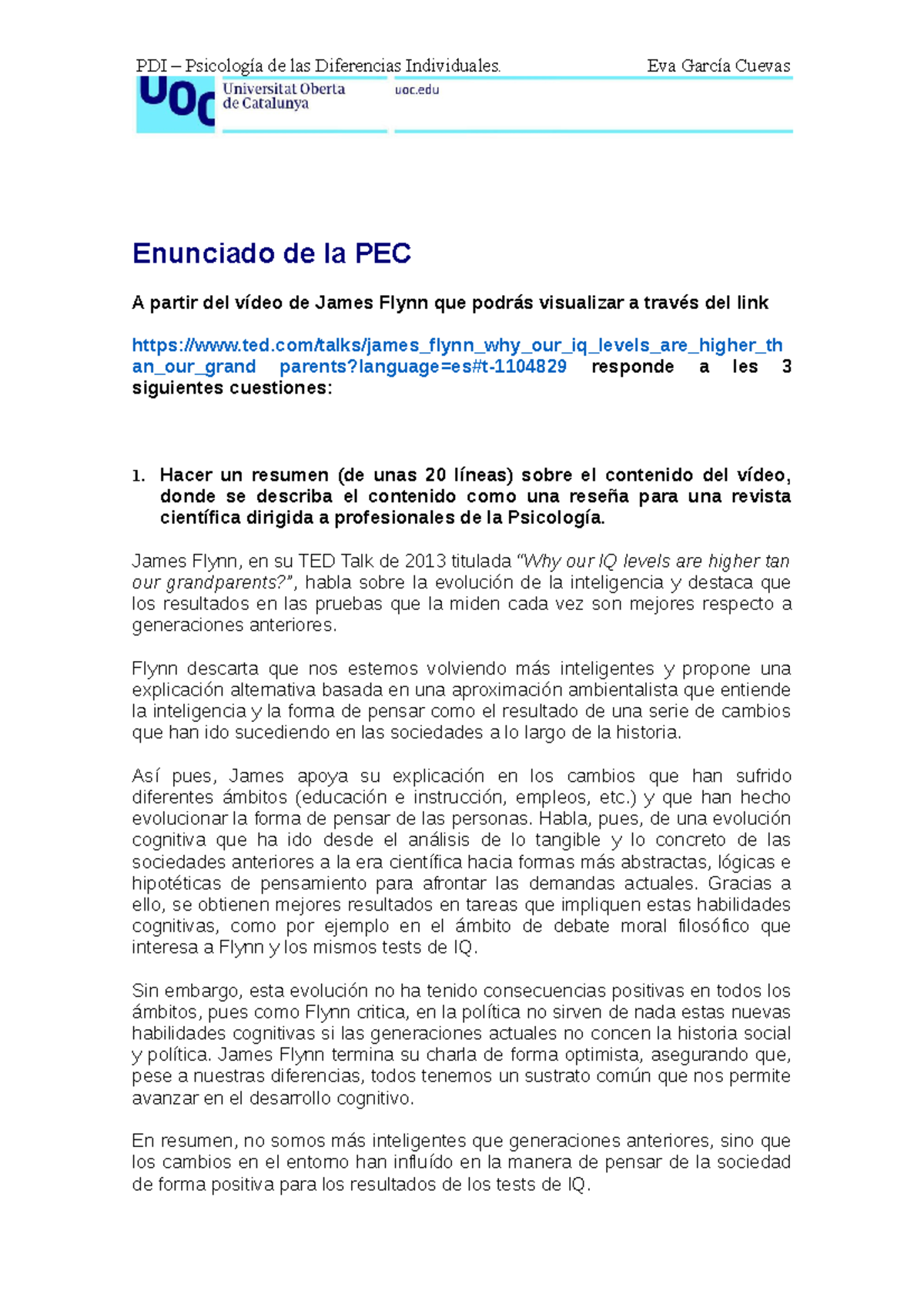 PEC 1 - PDI en formato Word curso febrero 2022 - PDI – Psicología de ...
