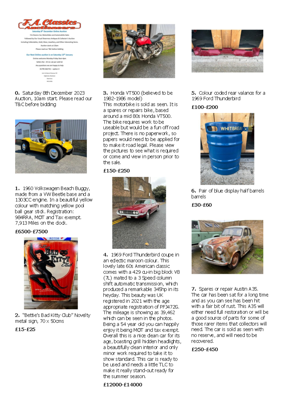 Sheerness Auction Listings - Ysj December 2023 - Saturday 8th December ...