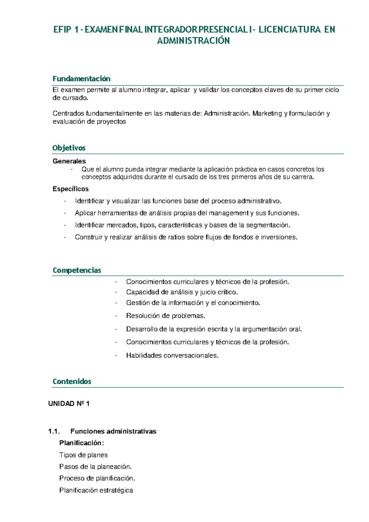 Efip 1 modelo - EFIP 1 - EXAMEN FINAL INTEGRADOR PRESENCIAL I ...