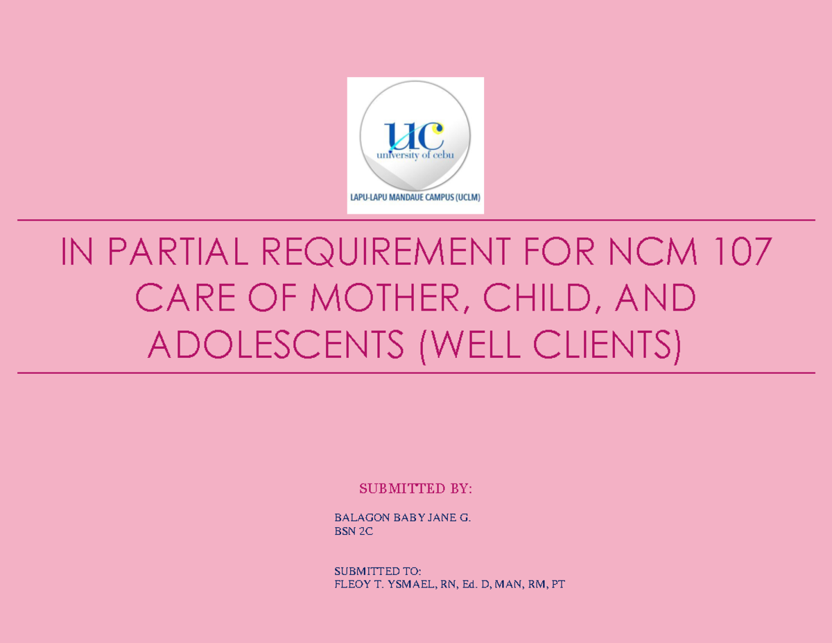 Family Planning brochure - IN PARTIAL REQUIREMENT FOR NCM 107 CARE OF ...
