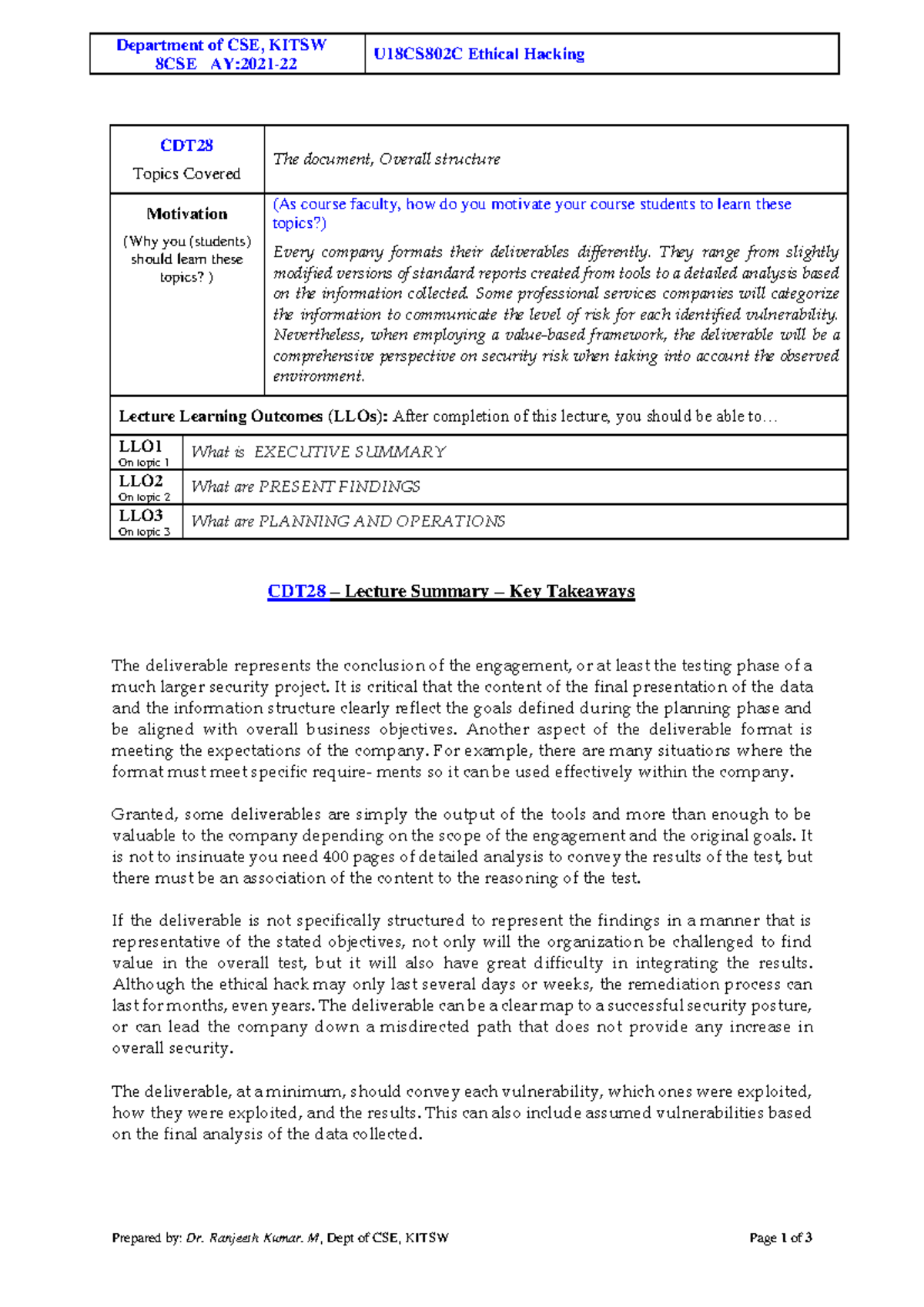 Ethical Hacking 8 Notes Department Of Cse Kitsw 8cse Ay2021 22 U18cs802c Ethical Hacking