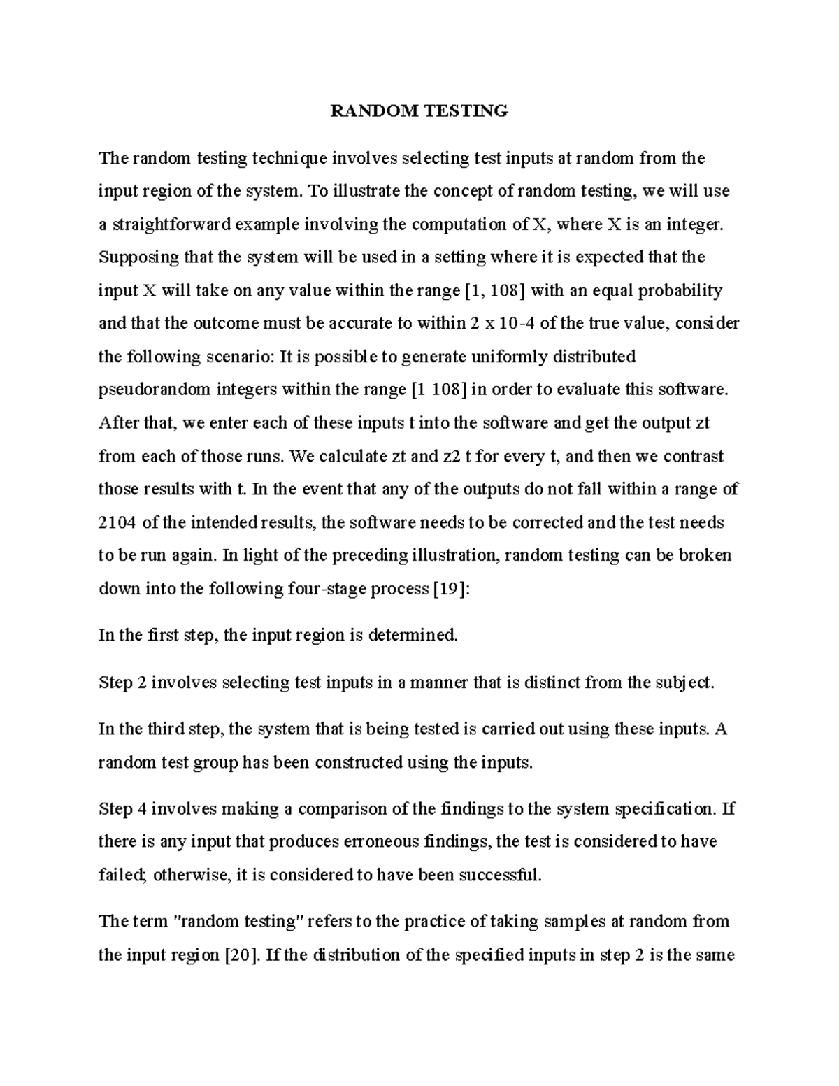 Random Testing - RANDOM TESTING The random testing technique involves ...
