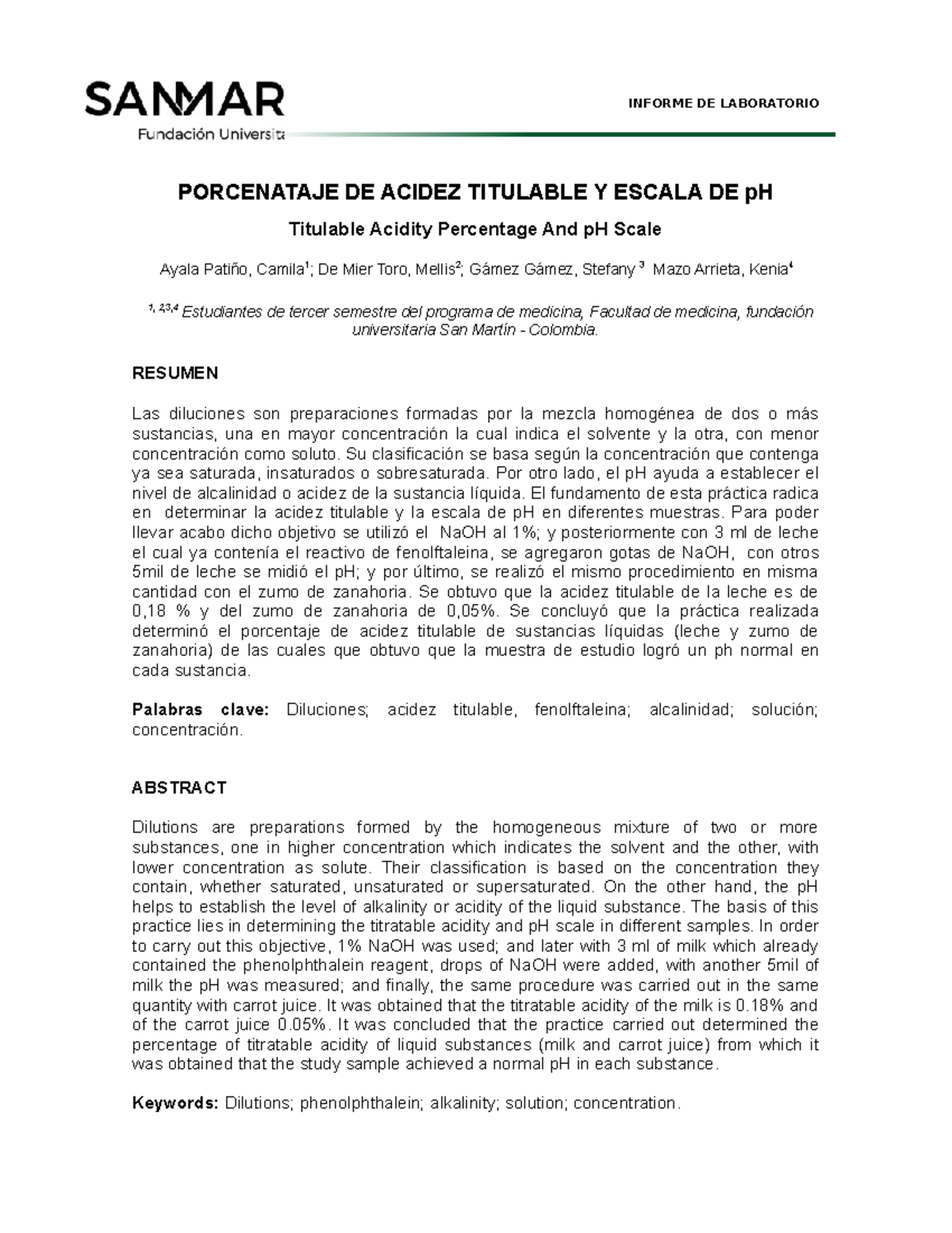 Ph y acidez titulable - PORCENATAJE DE ACIDEZ TITULABLE Y ESCALA DE pH ...
