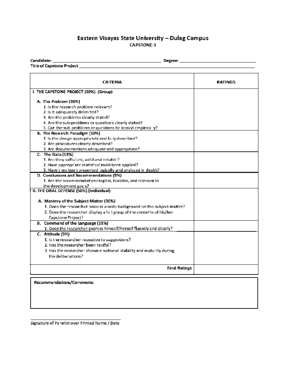 Rating-Sheet - This will help to guide you for defense - Eastern ...