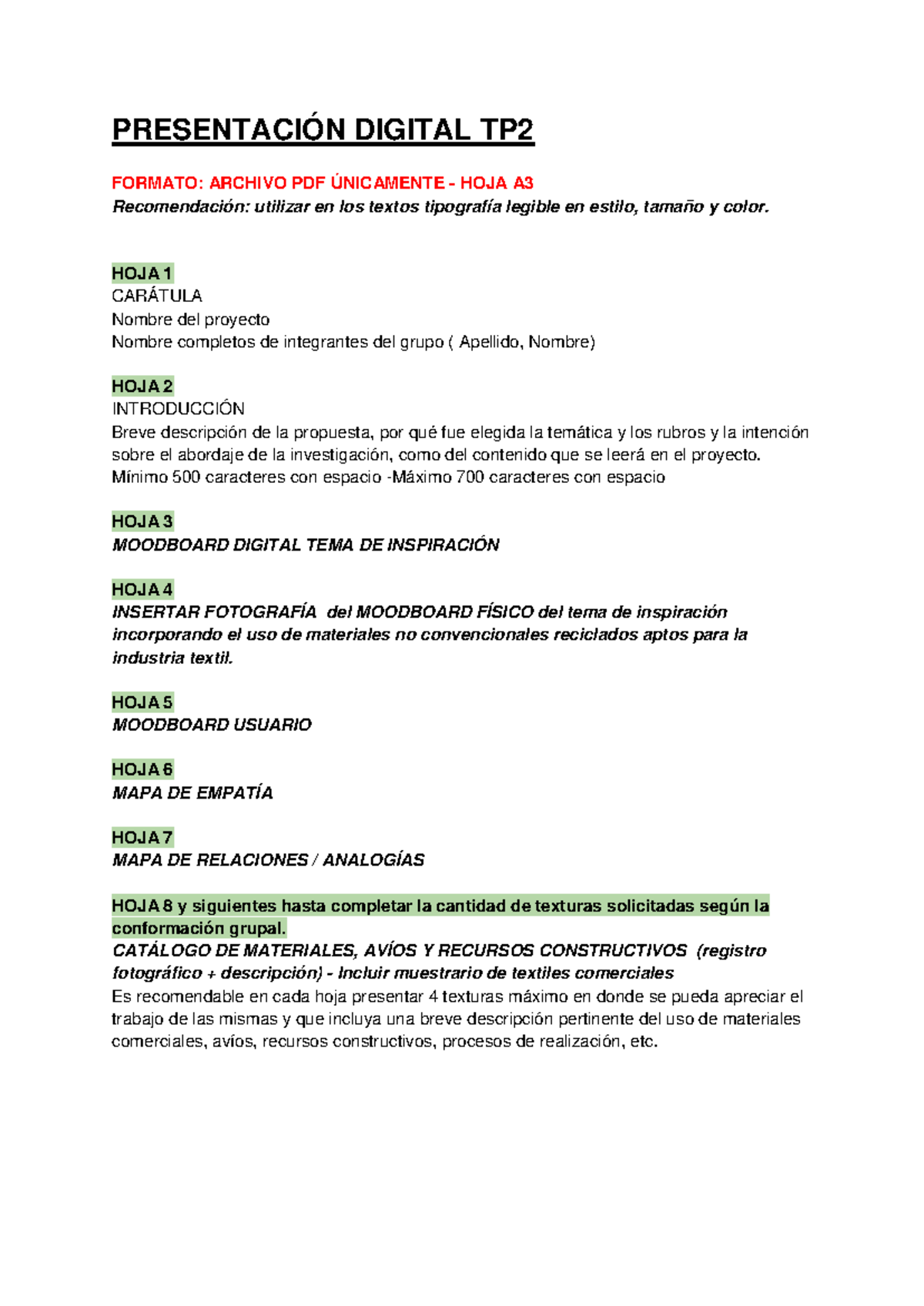 Guía para presentación TP2-1 - PRESENTACIÓN DIGITAL TP FORMATO: ARCHIVO PDF ÚNICAMENTE - HOJA A ...