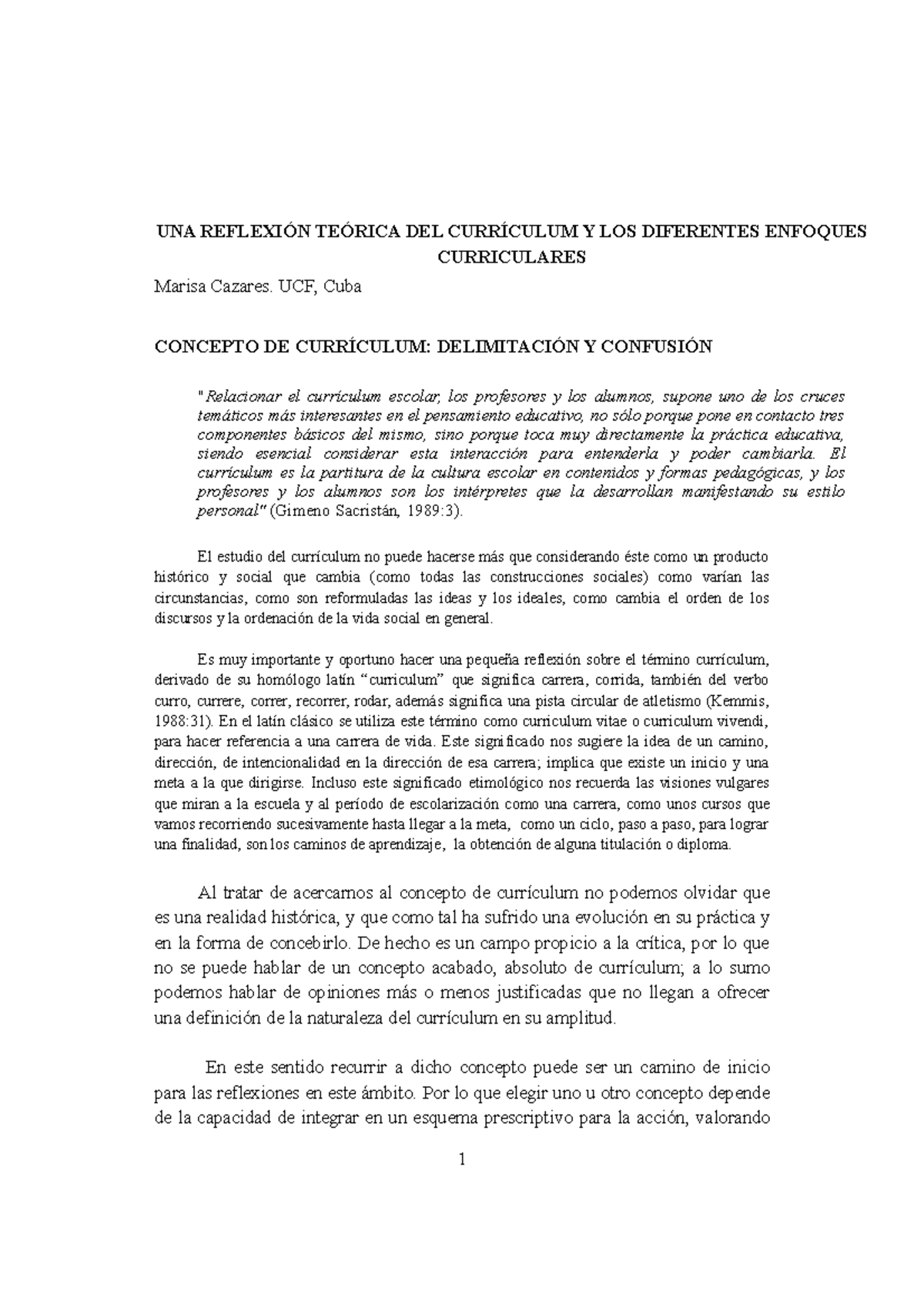 Una reflexic 3b3n tec3b3rica del currc 3adculum y los diferentes ...