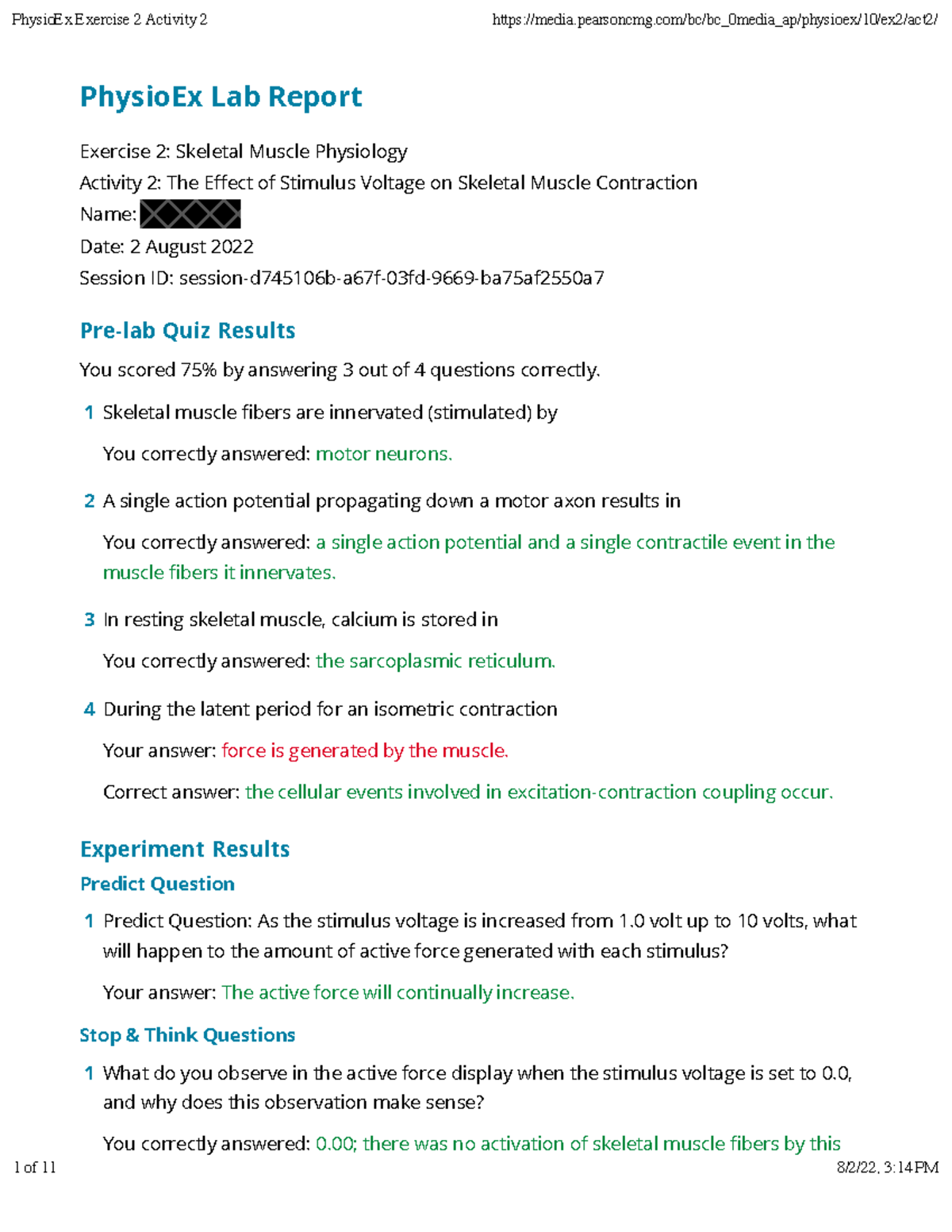 Physio Ex Exercise 2 Activity 2 - PhysioEx Lab Report Exercise 2 ...