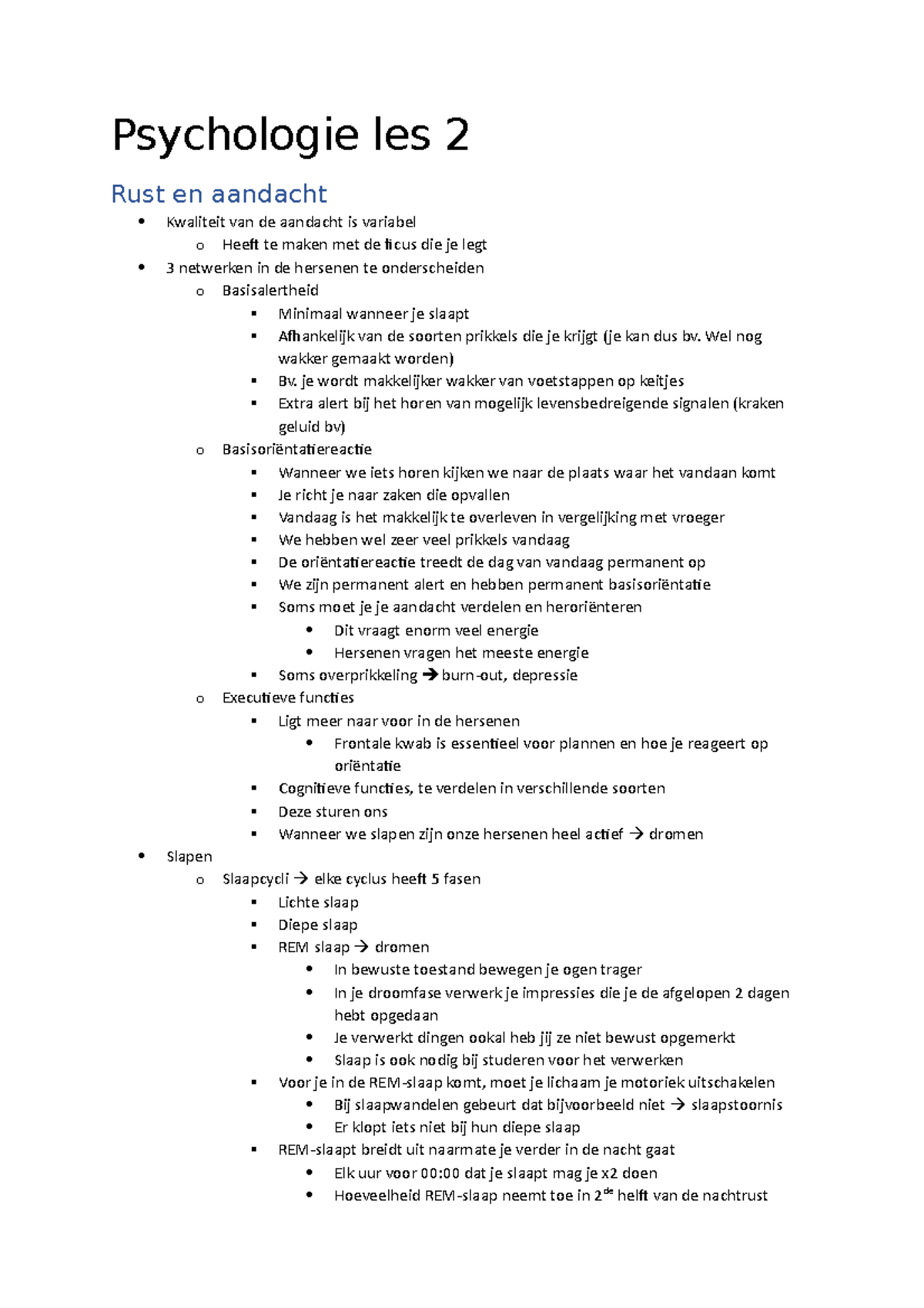 Psychologie les 2 - Rust en aandacht - André Vyt - UGent - Studocu