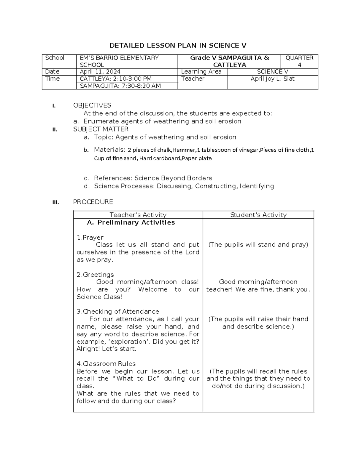 DLP-10- Science V - N/A - DETAILED LESSON PLAN IN SCIENCE V School EM’S ...