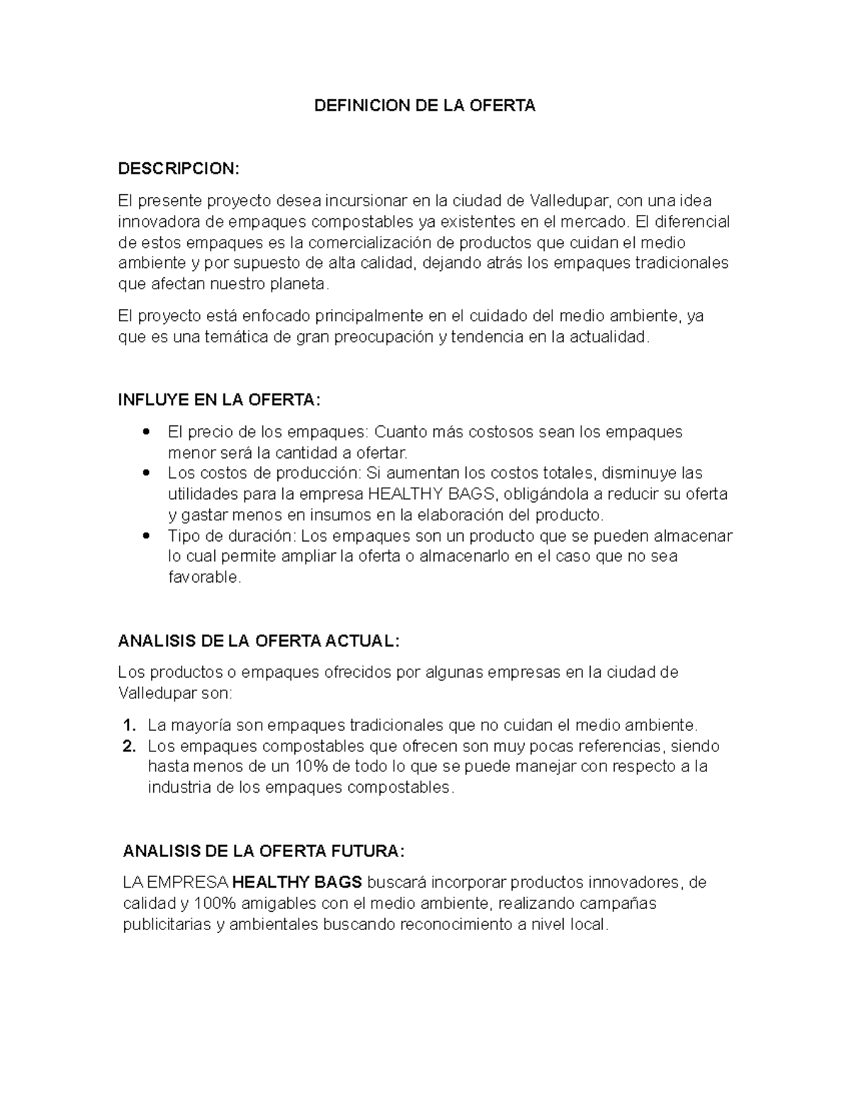 Definicion DE LA Oferta AP04-EV03 - DEFINICION DE LA OFERTA DESCRIPCION ...