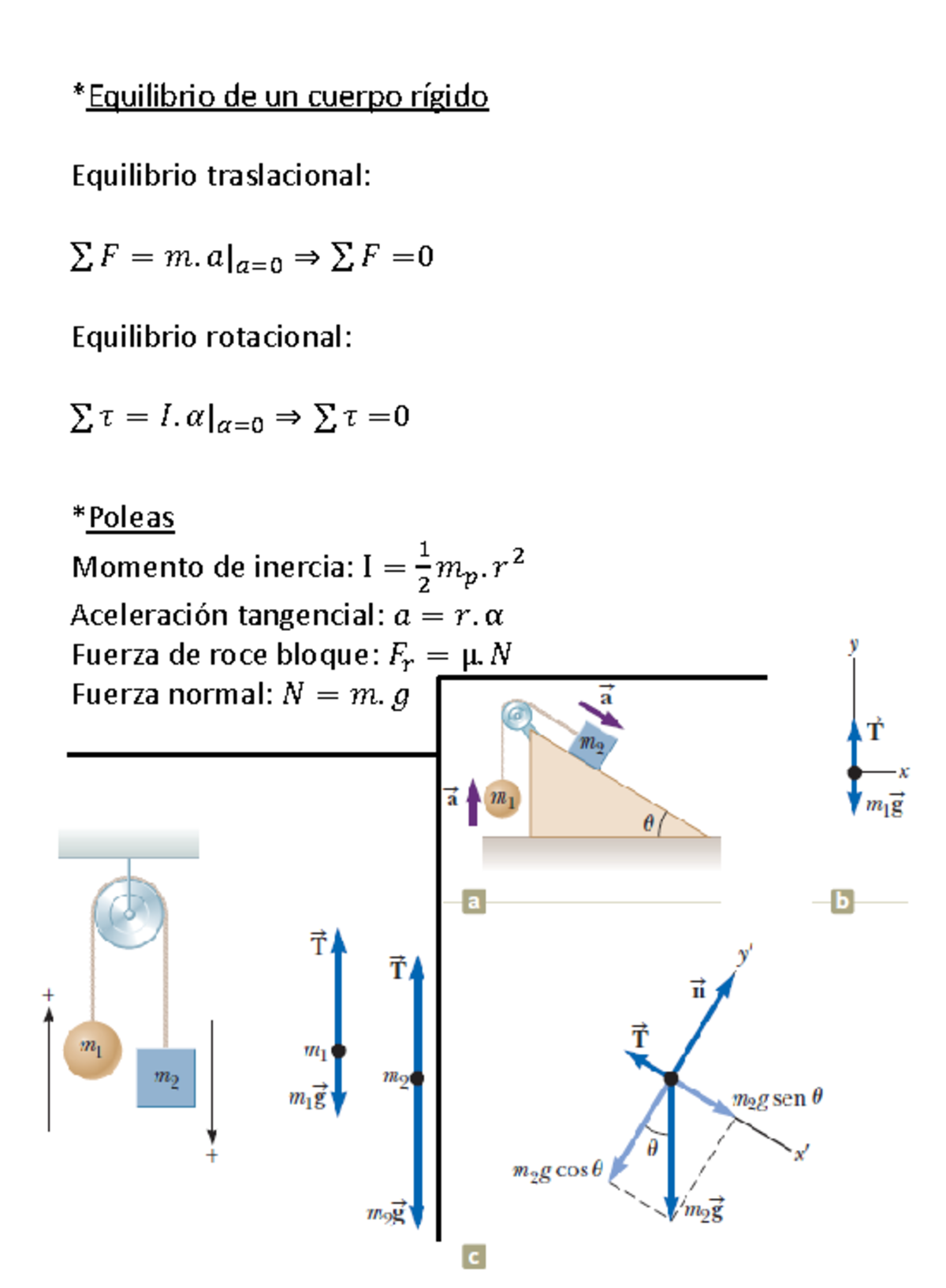 ME - Poleas - Resumen - vvv - Mecanica Elmental - *Equilibrio de un cuerpo rígido Equilibrio ...