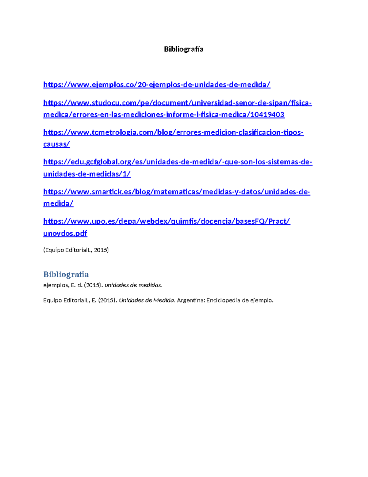 Bibliografía APA - Bibliografía ejemplos/20-ejemplos-de-unidades-de-medida/ - Studocu