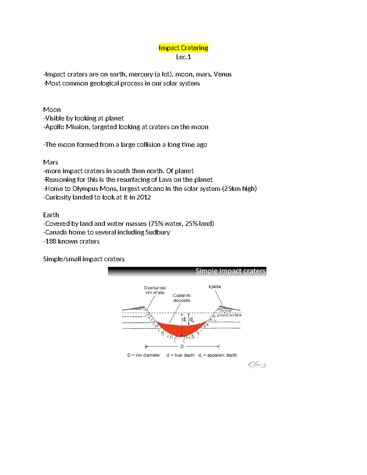 Exploring the Planets 2232 G - Impact Cratering Lec. -Impact craters ...