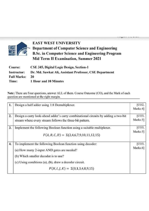 CSE345 Lab-2 - lab2 - Experiment No: 2 Experiment Name: Design and Implementation of a ...