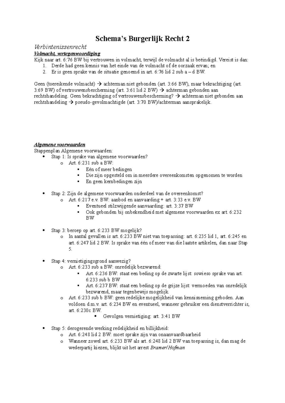 Schema's/stappenplannen Burgerlijk Recht 2 - Schema’s Burgerlijk Recht ...