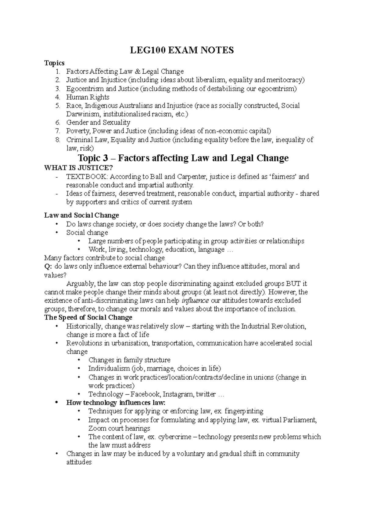 Topics 9-11 Notes (EXAM) - LEG100 EXAM NOTES Topics 1. Factors ...