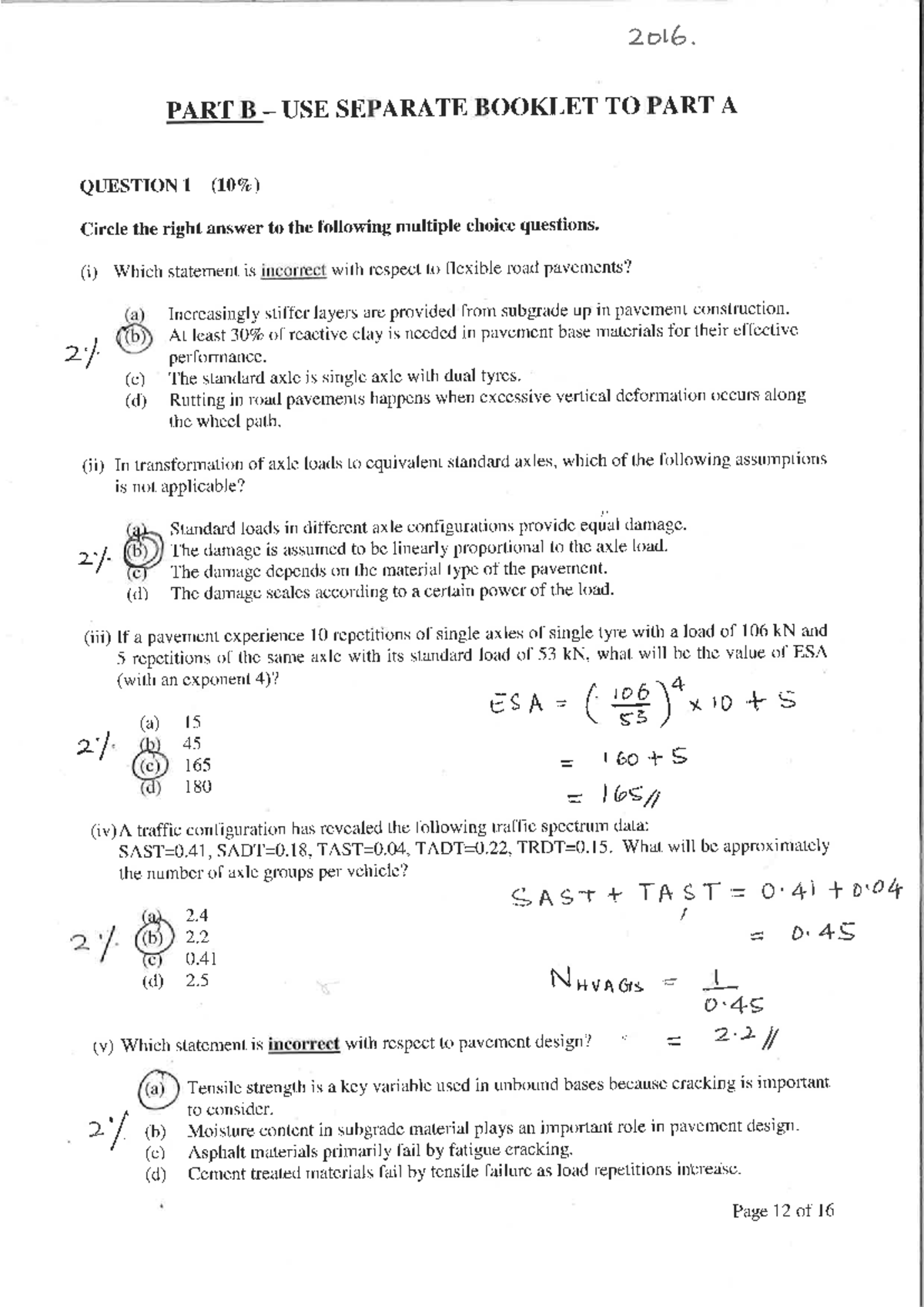 Sample/practice exam 2016, questions and answers - CIV3283 - Studocu