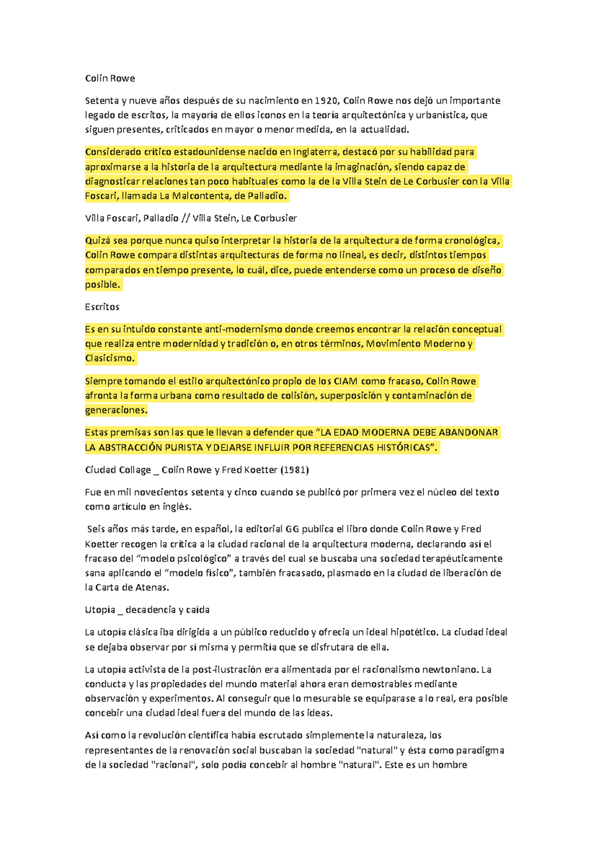 Colin Rowe- Acercamiento a su arquitectura - Colin Rowe Setenta y nueve ...