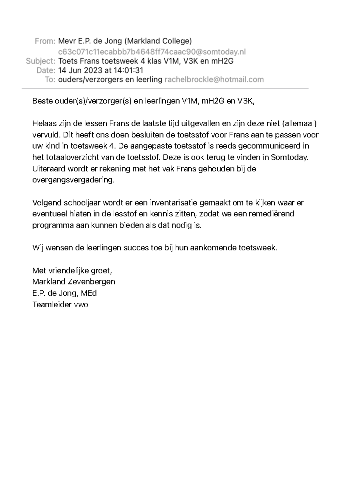 Toets Frans toetsweek 4 klas V1M, V3K en m H2G - Beste ouder(s ...