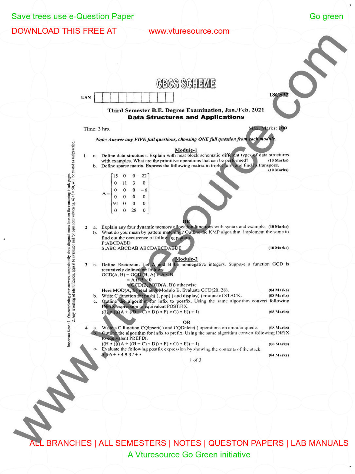 Feb q/p ds 3rd sem - data structures - Studocu