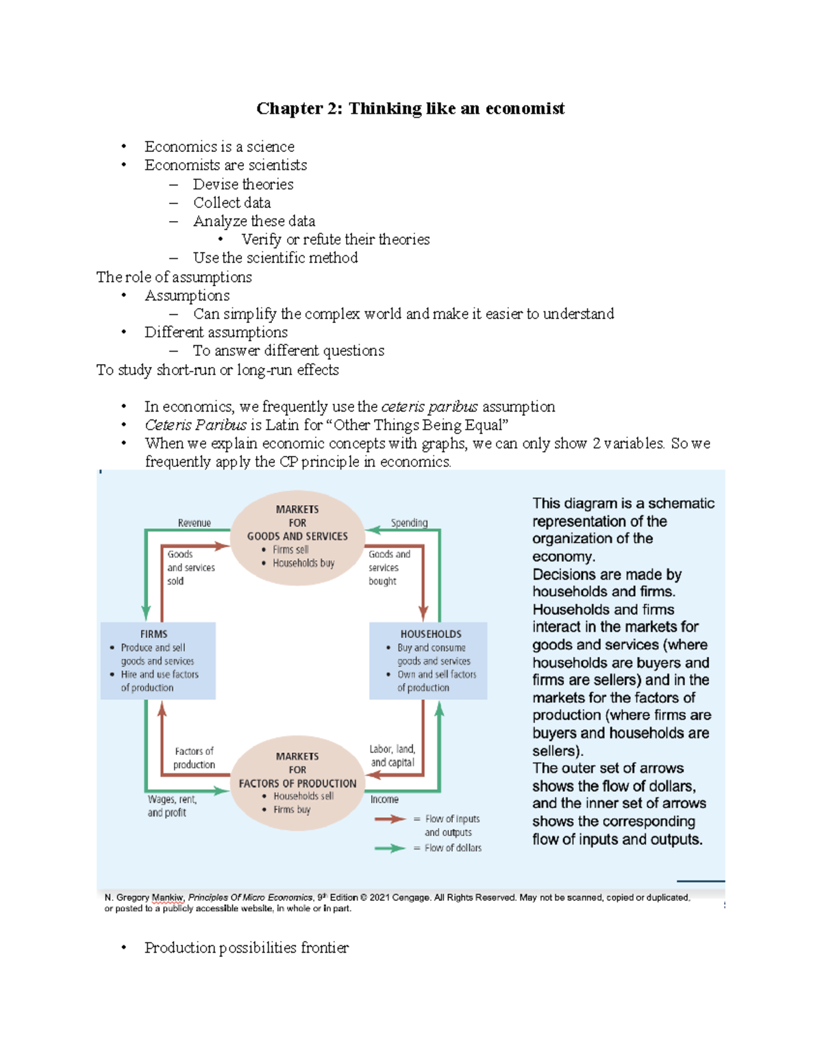 ECON 1100 - Chapter 2 - Thinking like an economist - Chapter 2 ...