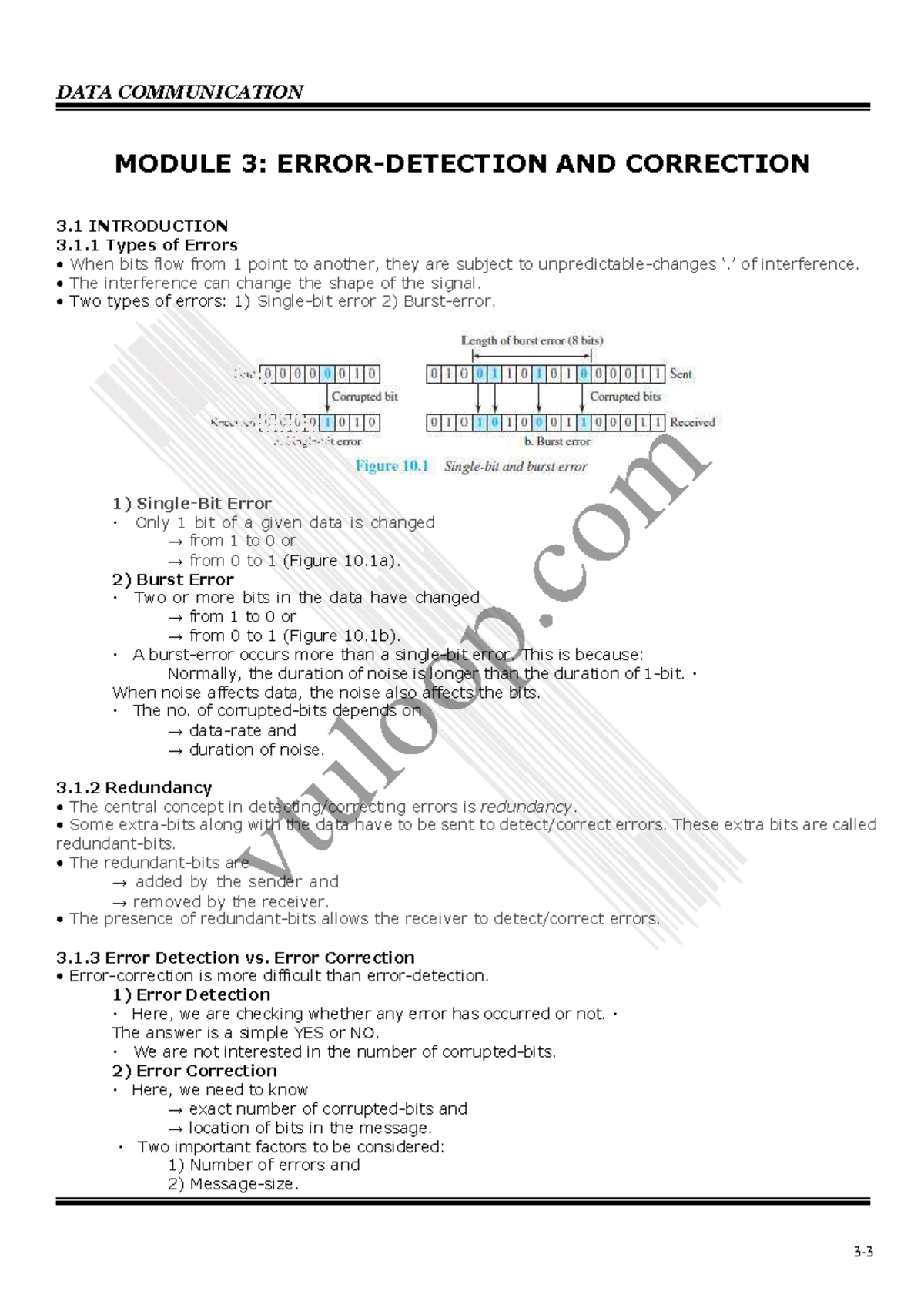 M3 - module 3 - MODULE 3: ERROR-DETECTION AND CORRECTION 3 INTRODUCTION ...