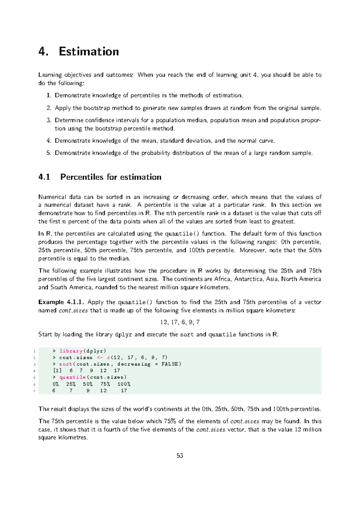 DSC2608 Learning Unit 4 fecc2ccce38fb71da76eb3c67361 a942 - 4. Estimation Learning objectives ...