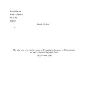 MTH 161 Project 1-1 - nvcc fall 23 - Module 1 Project: Functions and Their Features Due Date ...