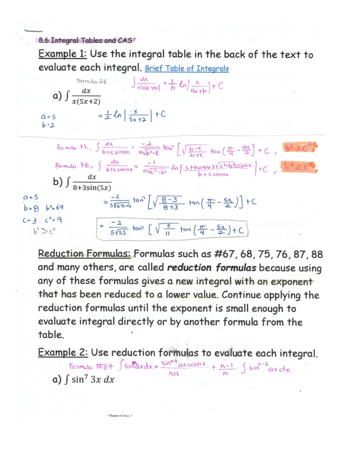 8.6 Notes - Integral Tables and CAS - MATH 2 - LPC - Studocu