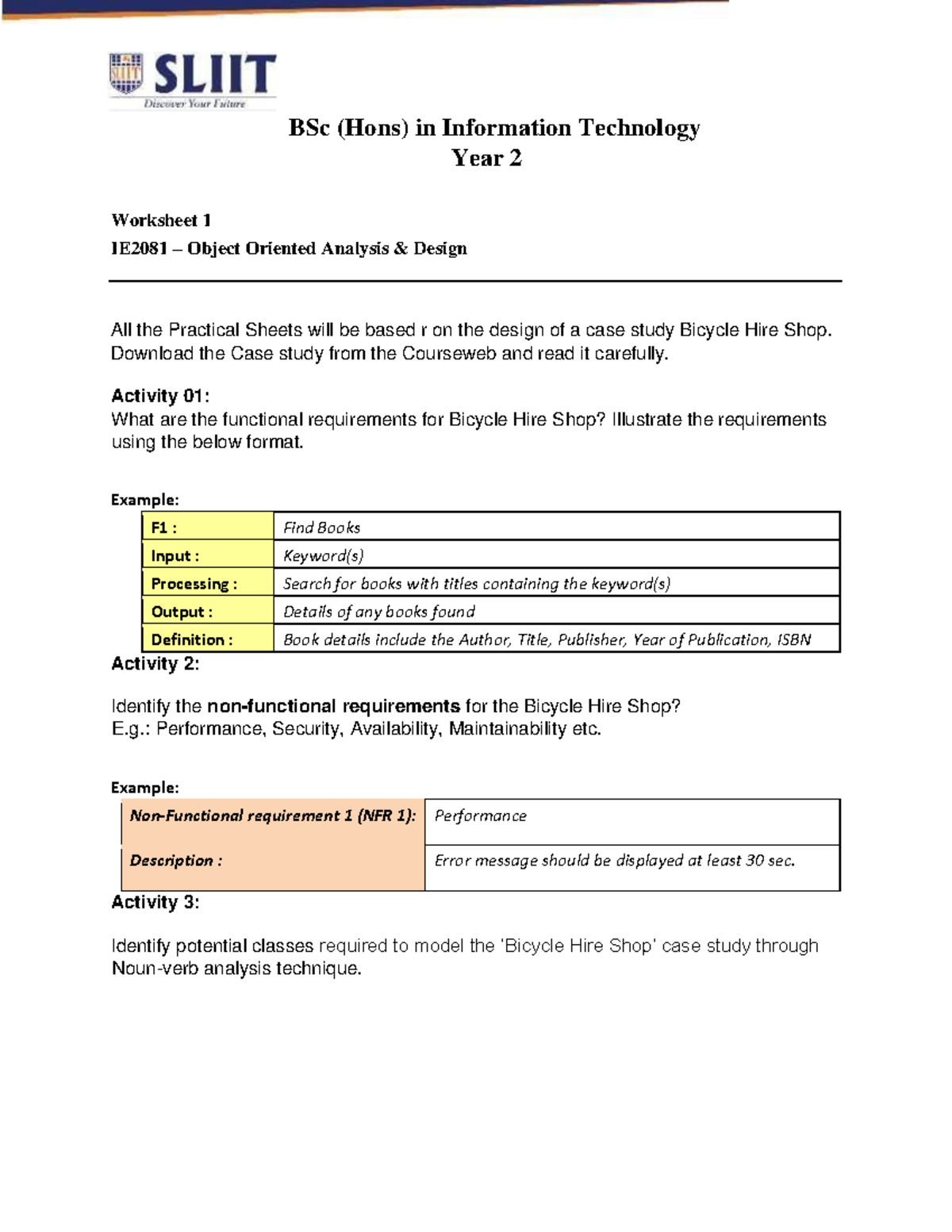 Worksheet 1 updated - Object oriented analysis and design labsheet 1 ...