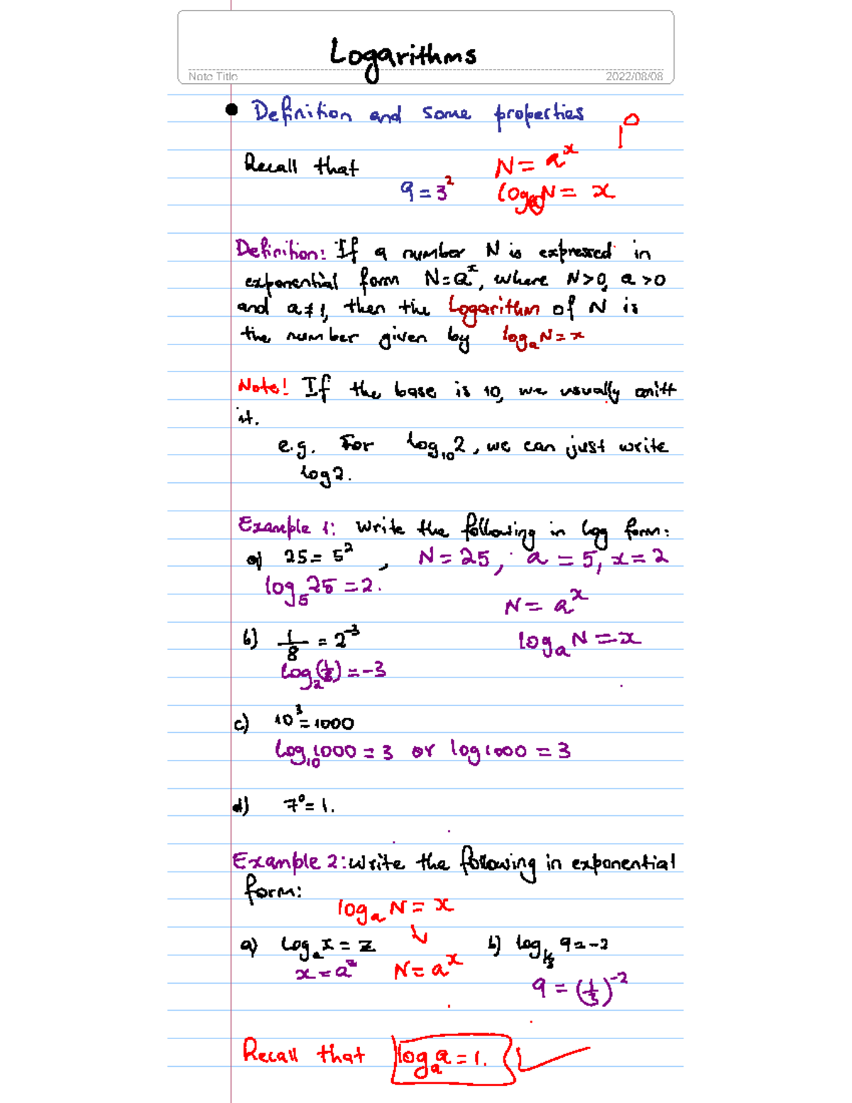 Logarithms - MATH130 - Studocu