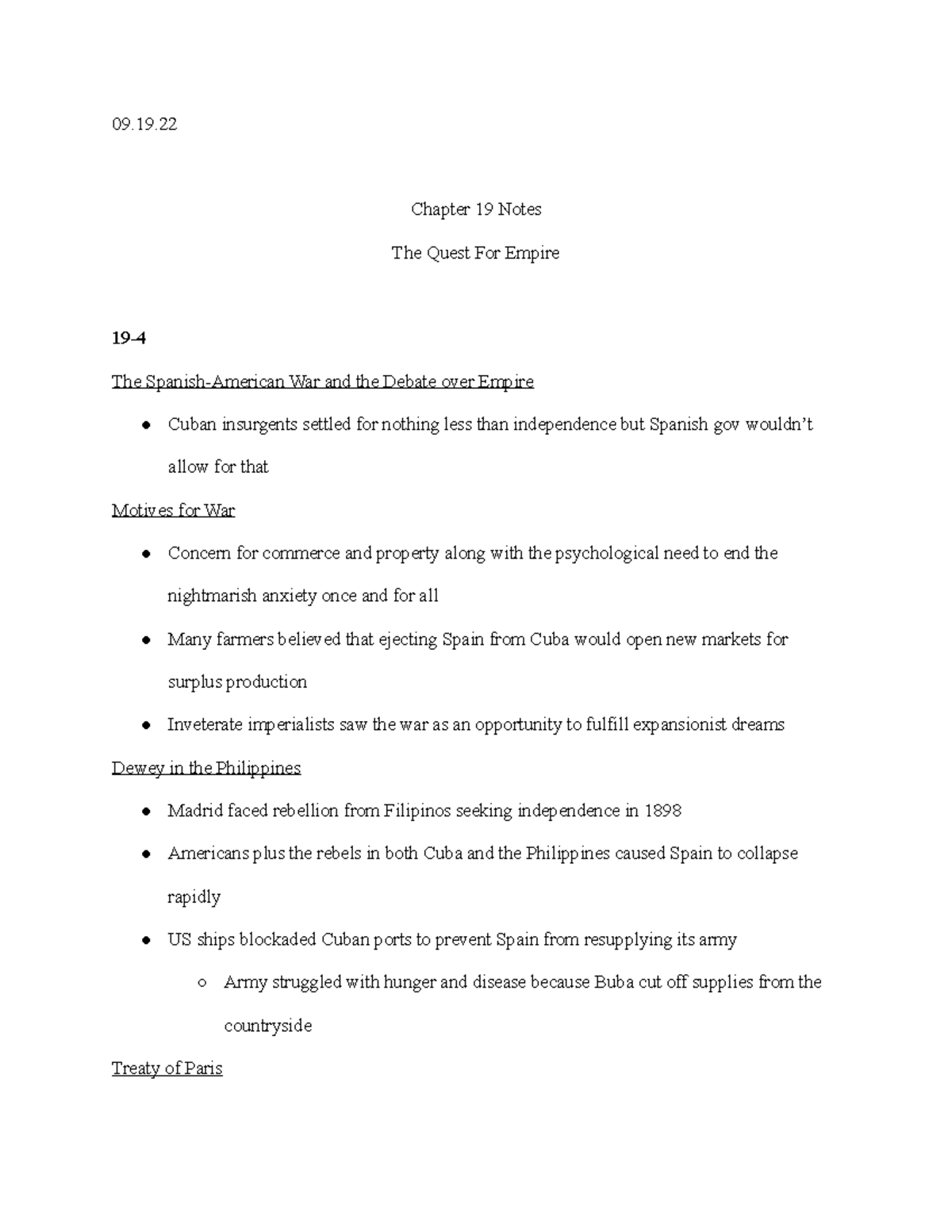 HIS - Ch 19 The Quest For Empire - 09. Chapter 19 Notes The Quest For ...