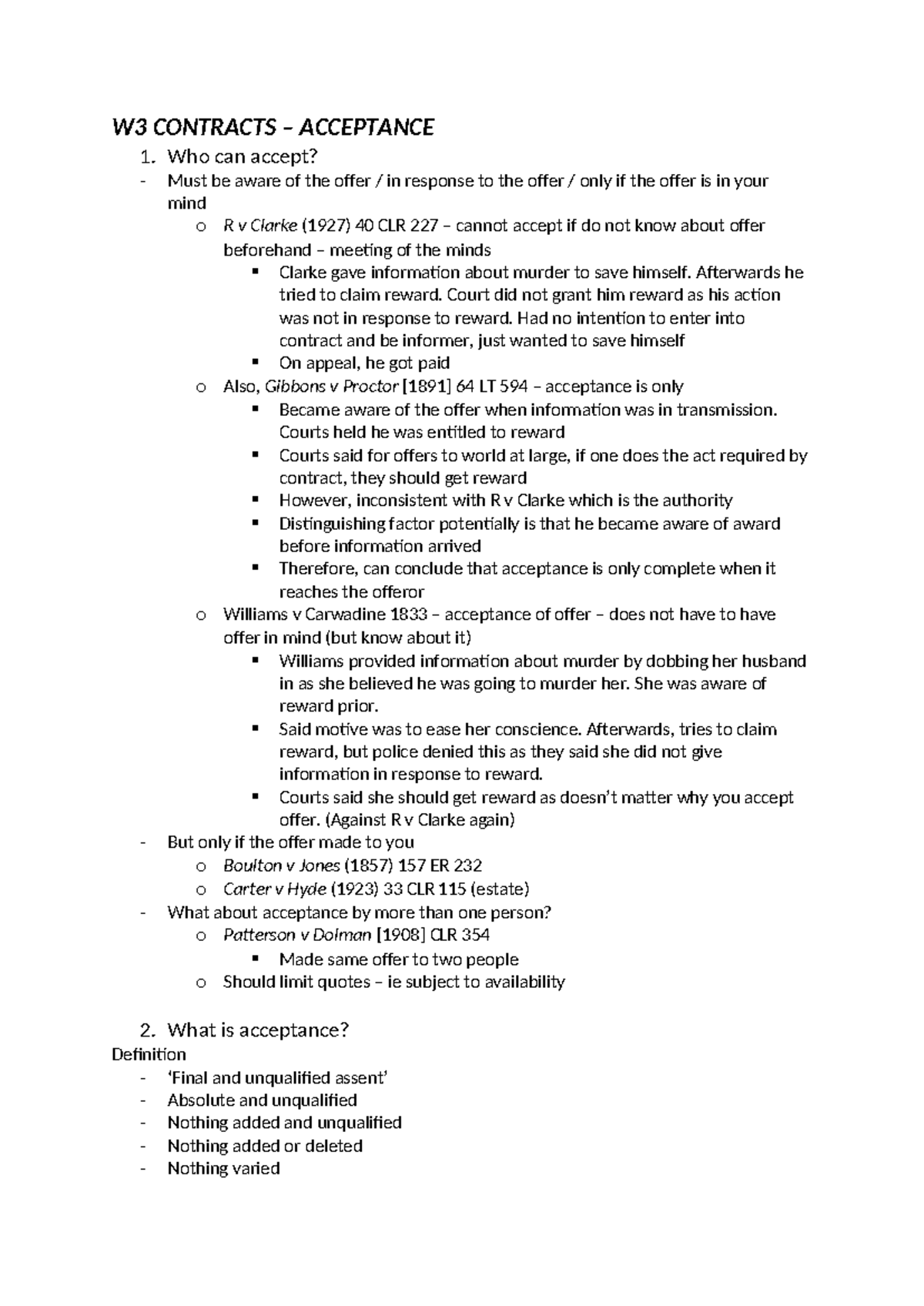 W3 Contracts - Acceptance - W3 CONTRACTS – ACCEPTANCE 1. Who can accept? - Must be aware of the ...