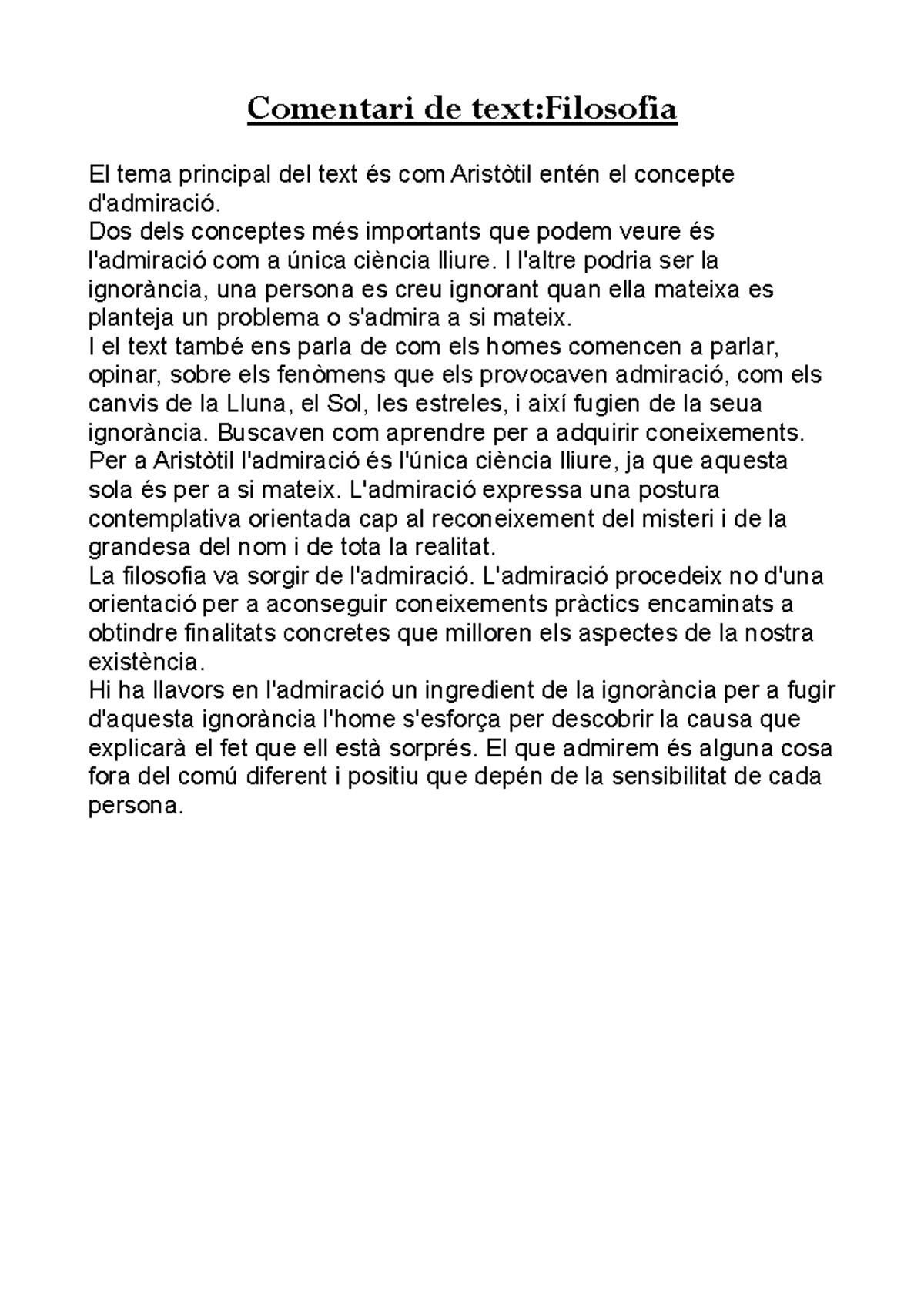 Comentario de texto - vbb - Comentari de text:Filosofia El tema ...