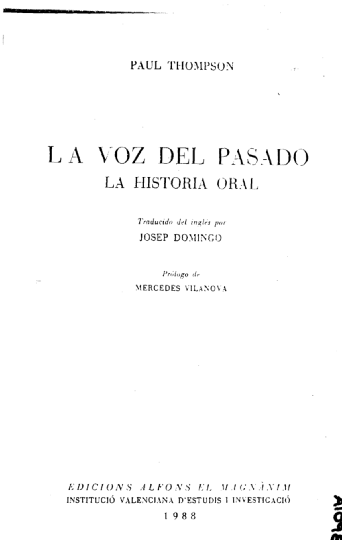 Paul thompson- La voz del pasado - PAUL THOMPSON L A VOZ DEL PASADO LA ...