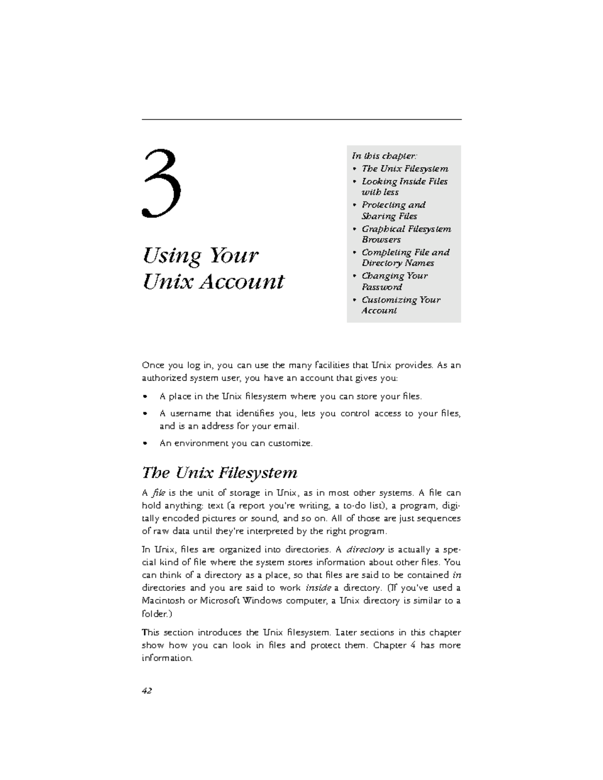Chapter 3 - Using Your Unix Account - 3 Using Your Unix Account In this ...