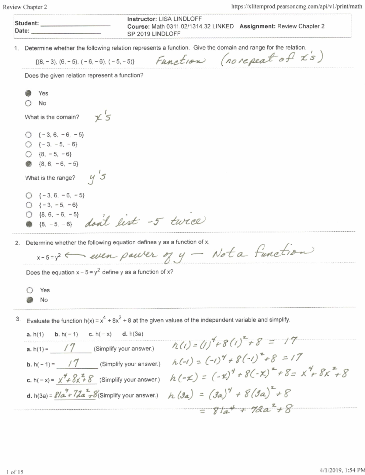 Solutions Review Ch 2 - Study material - Math 1314-L01 - Studocu