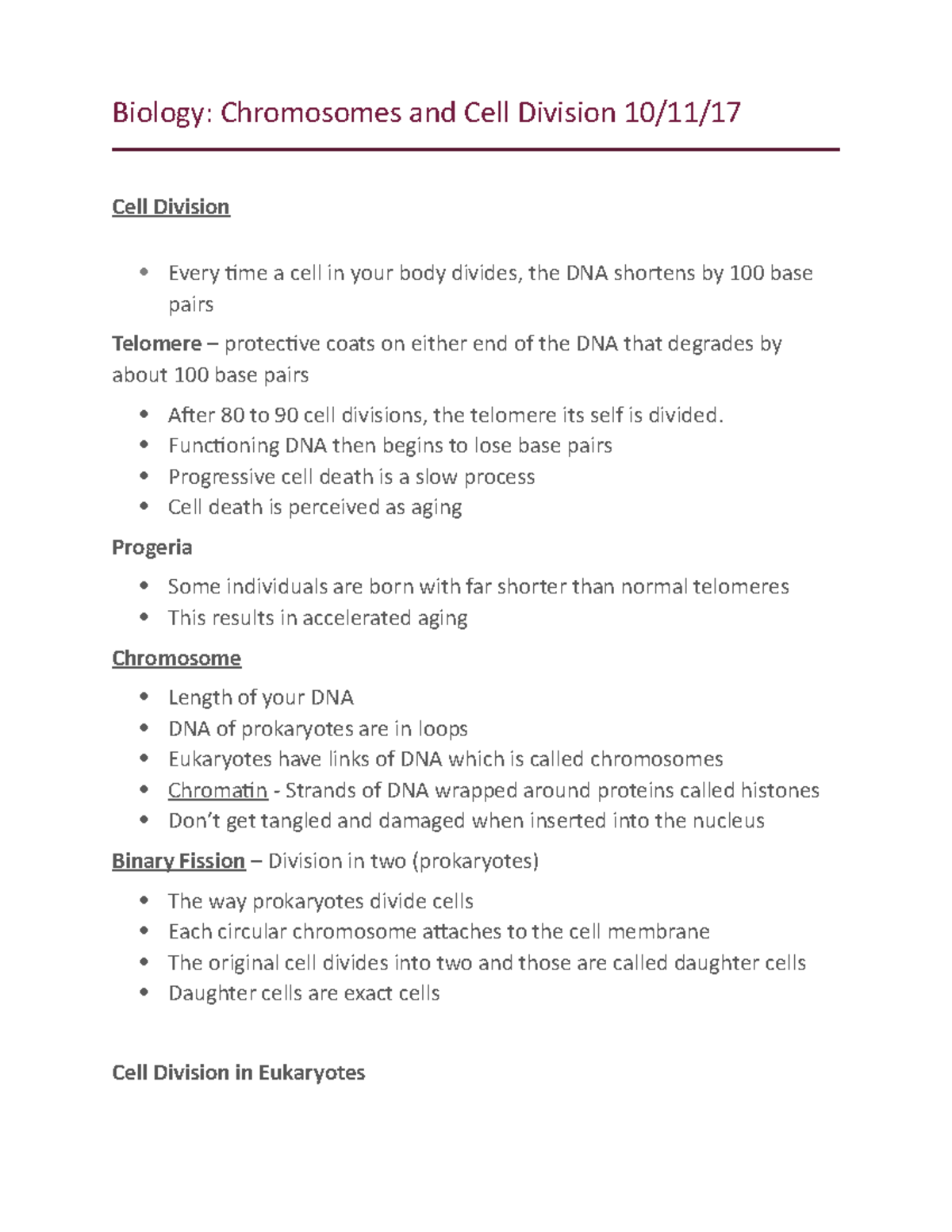 Biology 10:11 - Chromosomes and Cell Division - Biology: Chromosomes ...