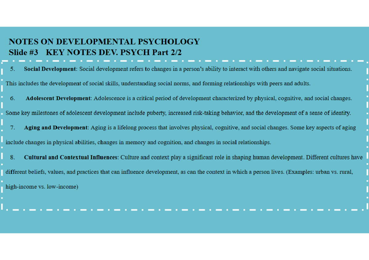 2023-03-11 - 20 Slides Each with notes on developmental psychology ...
