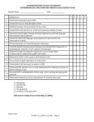 Interpersonal Process Recording - INTERPERSONAL PROCESS ANALYSIS ...