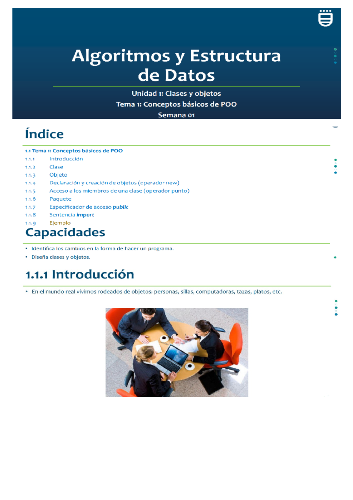 Conceptos básicos de POO - Algoritmos y Estructura de Datos - Studocu