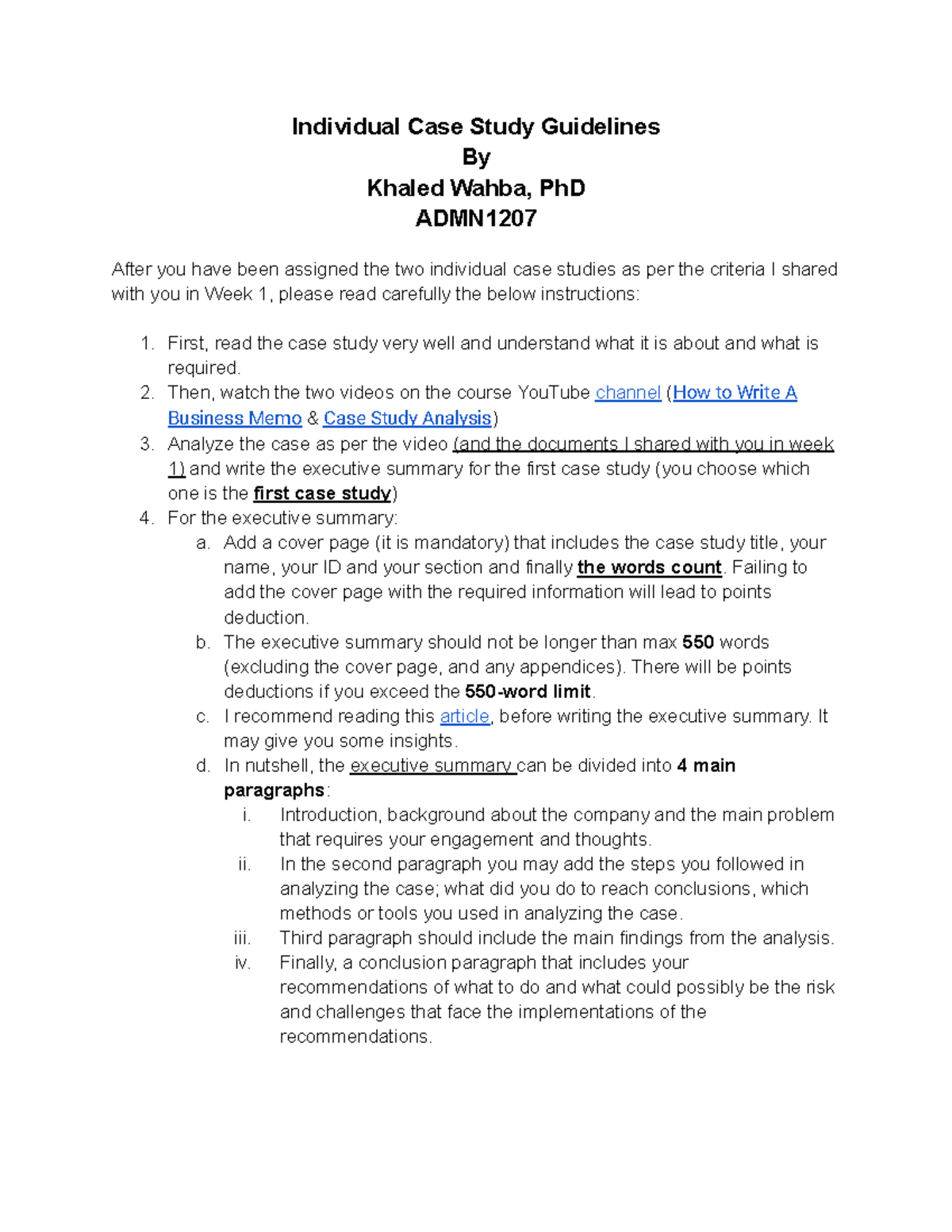 ADMN1207-Individual Case Study Guidelines - Individual Case Study ...