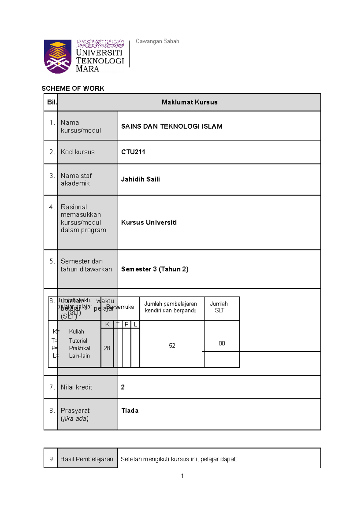 1 CTU211 - SOW CTU211 - outline and planner for CTU 211 - Studocu