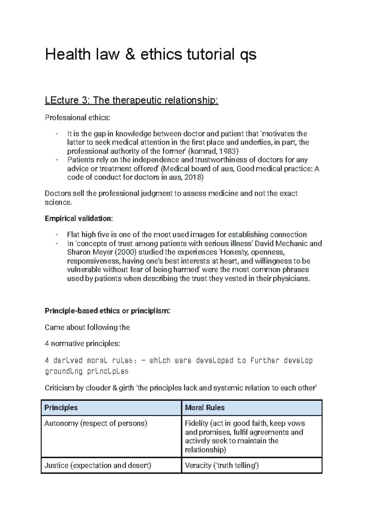 Health law & ethics tutorial qs - Health law & ethics tutorial qs ...