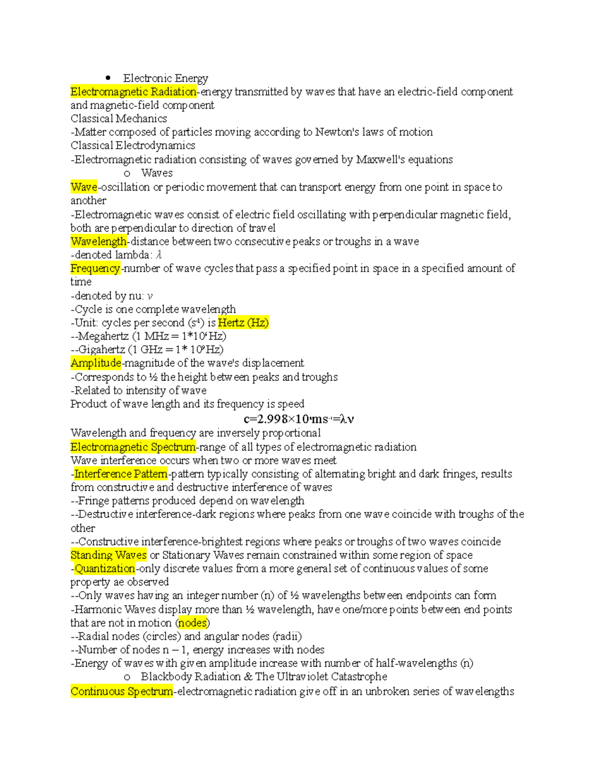 Chemistry Notes CH 3 - Dr. Alivio - Electronic Energy Electromagnetic ...