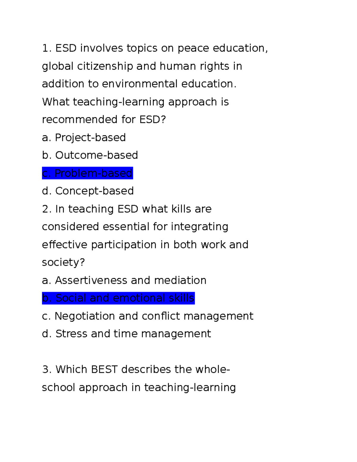 Notes-2 - Notes-2 - ESD involves topics on peace education, global ...