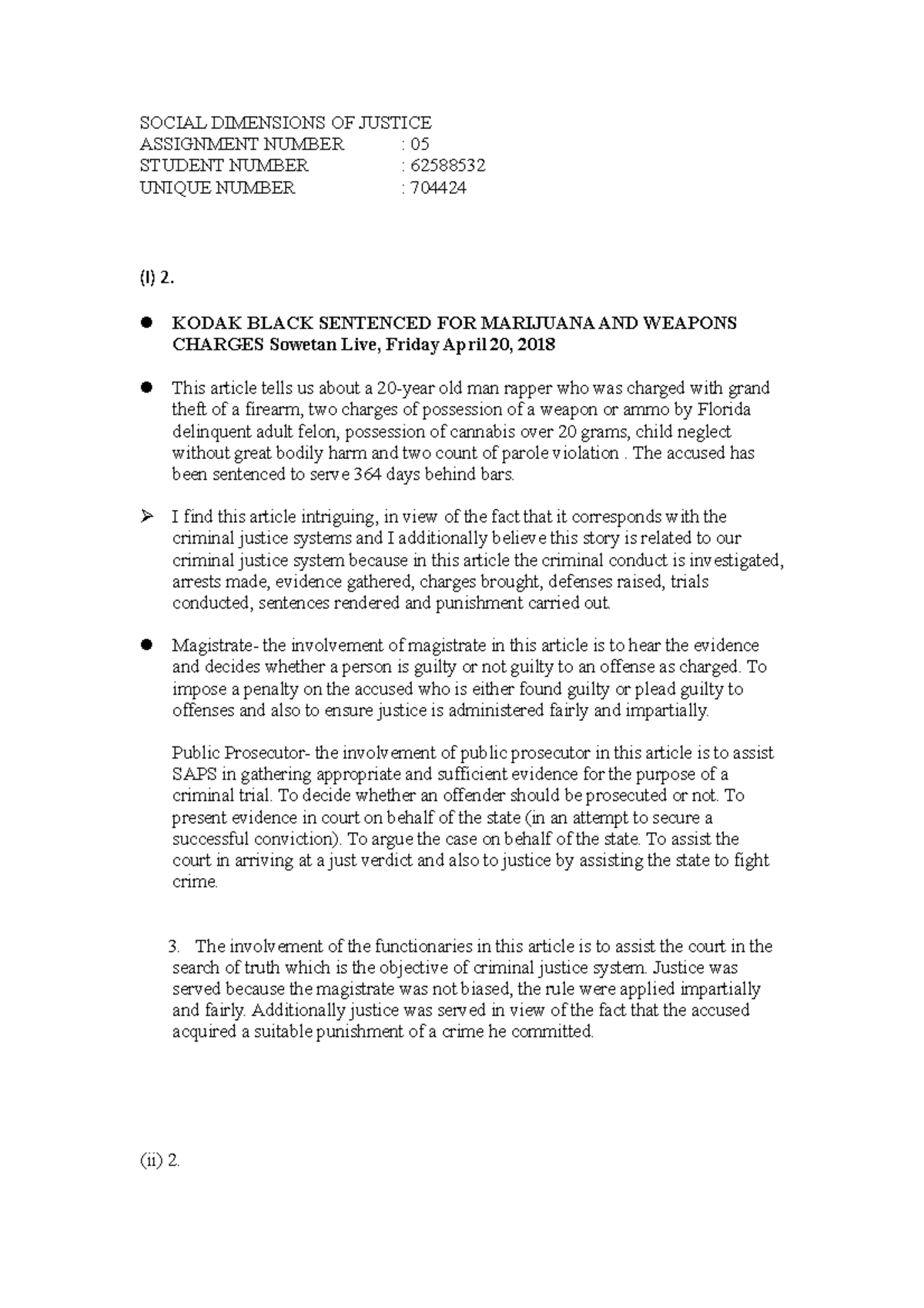 SDJ TASK LAW Society - SOCIAL DIMENSIONS OF JUSTICE ASSIGNMENT NUMBER ...